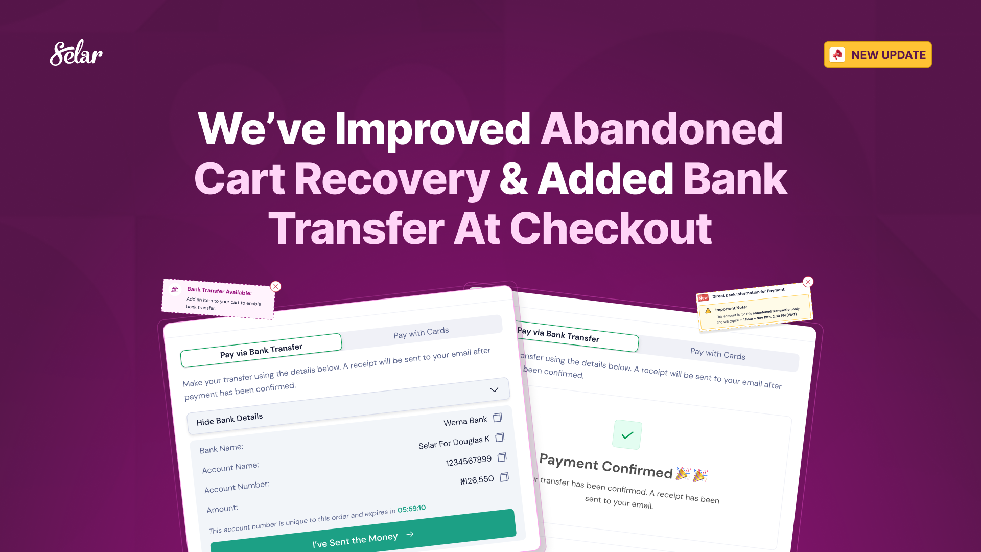 Product Update: Drive More Sales with Bank Transfer Checkout and ...